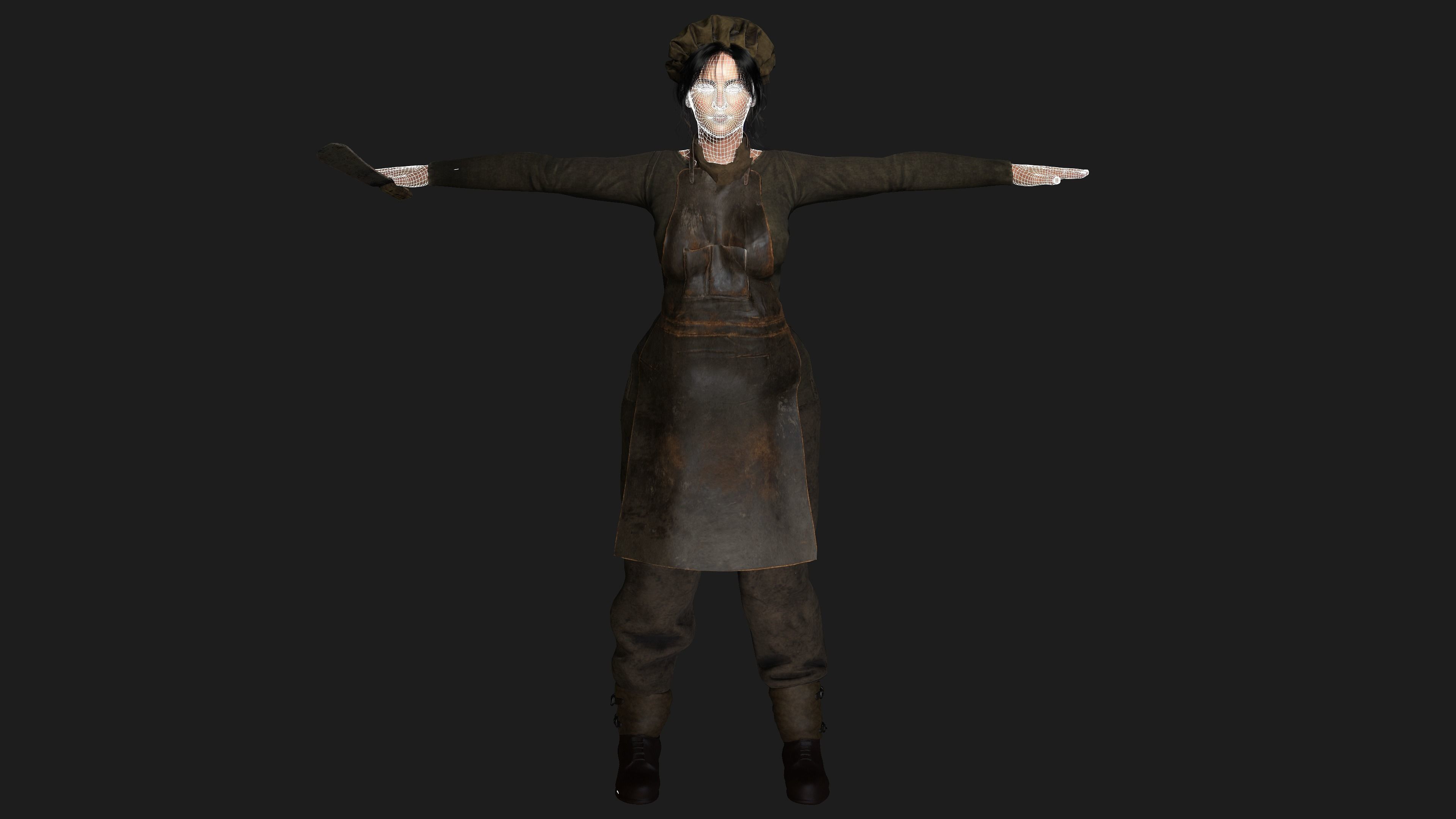 3D model AAA 3D FANTASY MEDIEVAL CHARACTER-YOUNG MEAT BUTCHER GIRL 02 VR / AR / low-poly | CGTrader