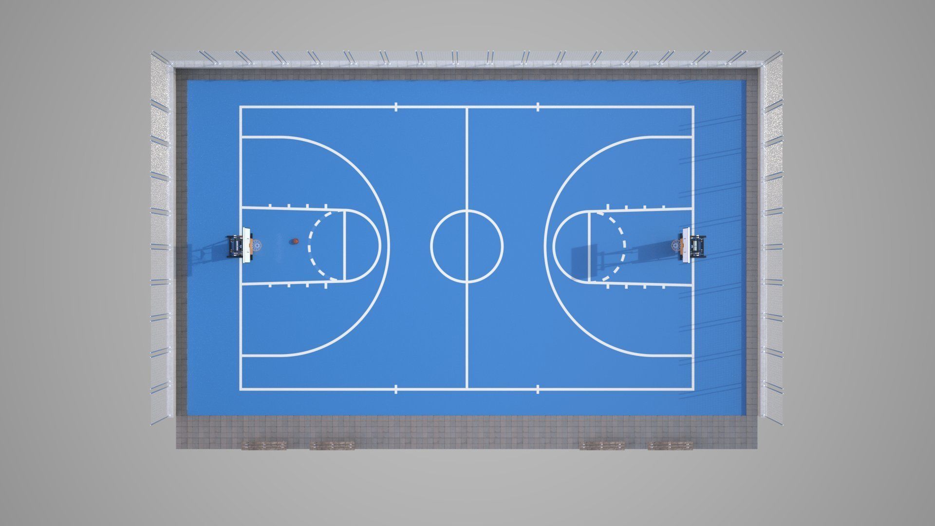 Realistic 3D Model of Complete Basketball Court - 4K Texture 3D model ...