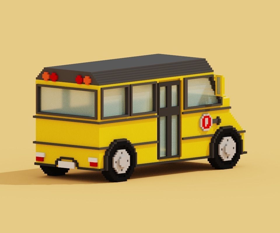 3D model Voxel School Bus VR / AR / low-poly | CGTrader