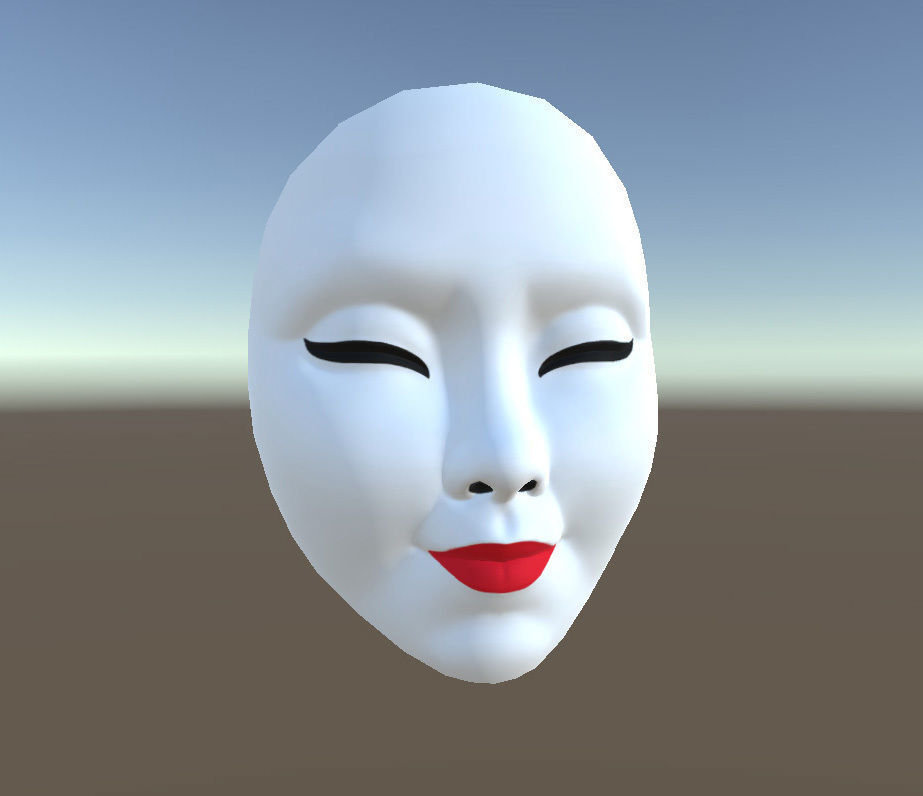 3D model Kabuki Mask -Japaness white mask Low and High VR / AR / low ...