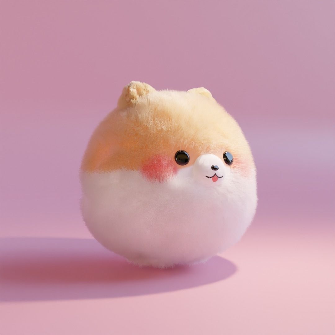 3D model Pomeranian Boo Cute Plush Toy 3D Low-Poly Model VR / AR / low ...