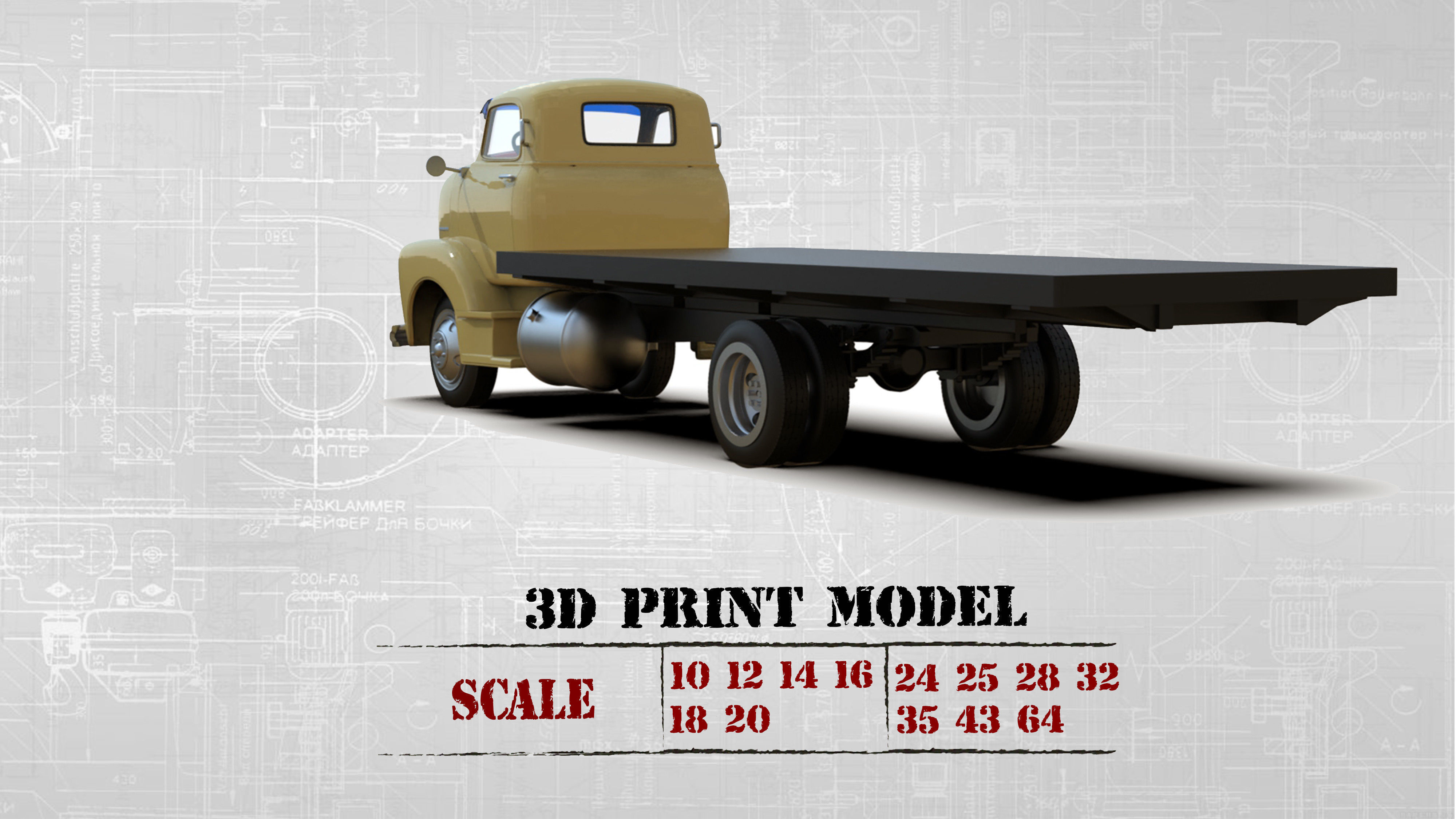 STL files Hauler Cab Over Engine longbed flatbed truck COE 3D model 3D ...