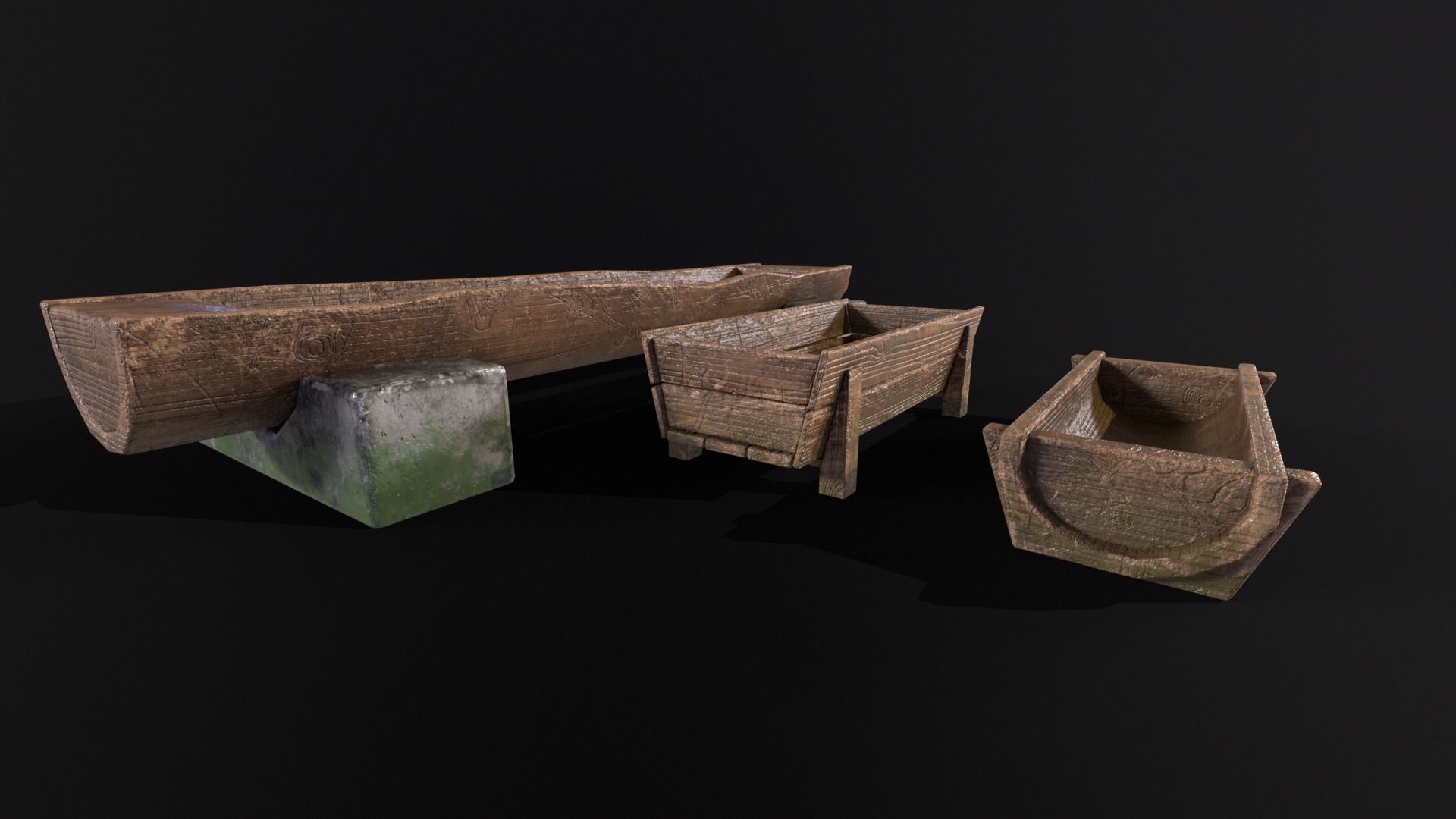 3D model Medieval Trough Set VR / AR / low-poly | CGTrader