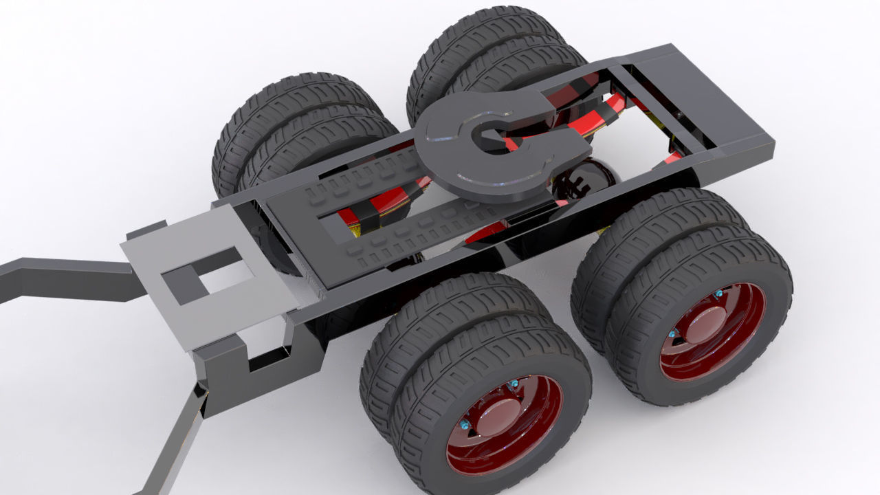 3D model Simple Truck chassis Frame with Springs and wheels Heavy Duty ...
