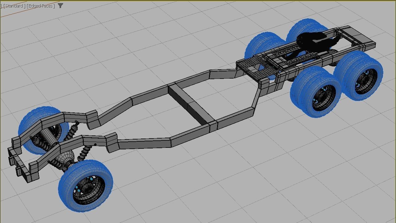3D model Simple Truck chassis Frame with Springs and wheels Heavy Duty ...