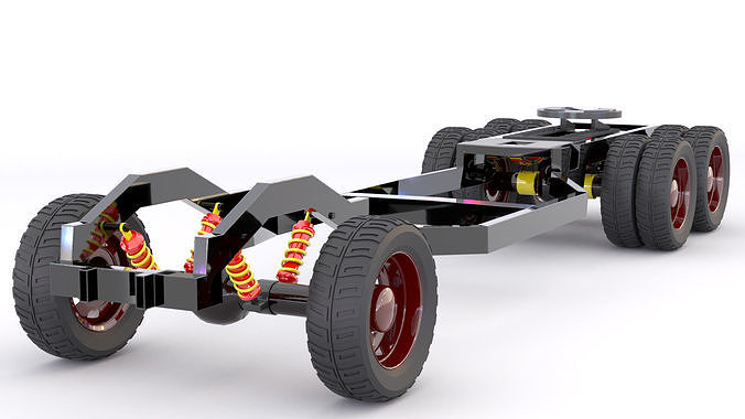 3D model Simple Truck chassis Frame with Springs and wheels Heavy Duty ...