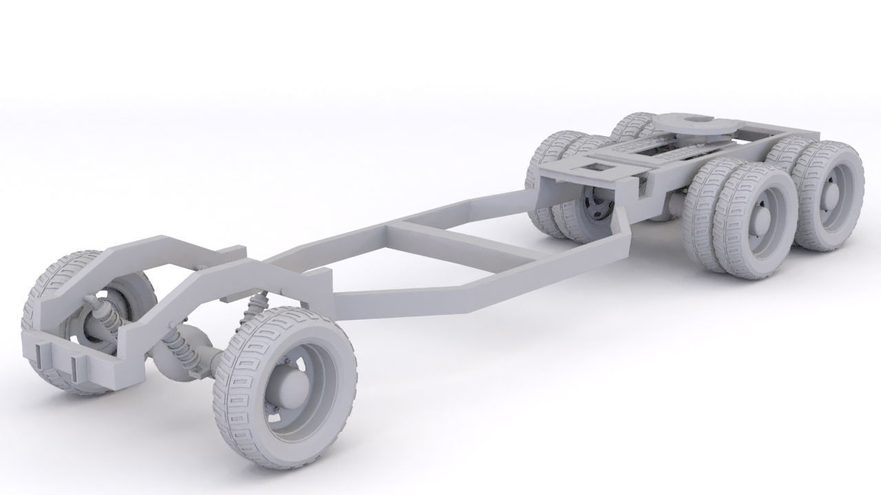 3D model Simple Truck chassis Frame with Springs and wheels Heavy Duty ...