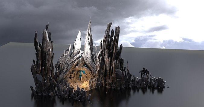 Alien crystal cliff ruins 3D model | CGTrader