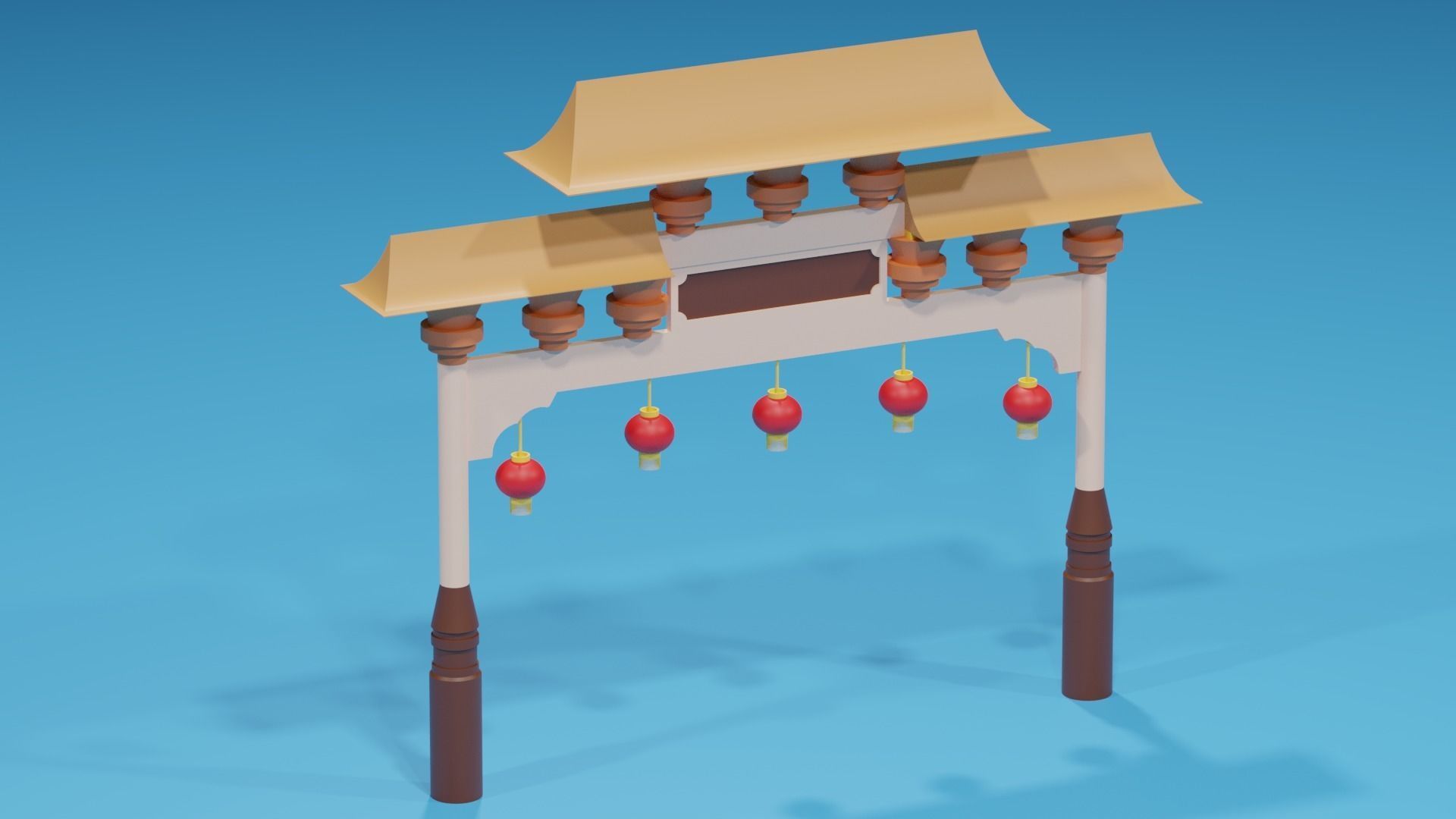 Cartoon Ancient Chinese Gate 3D model | CGTrader
