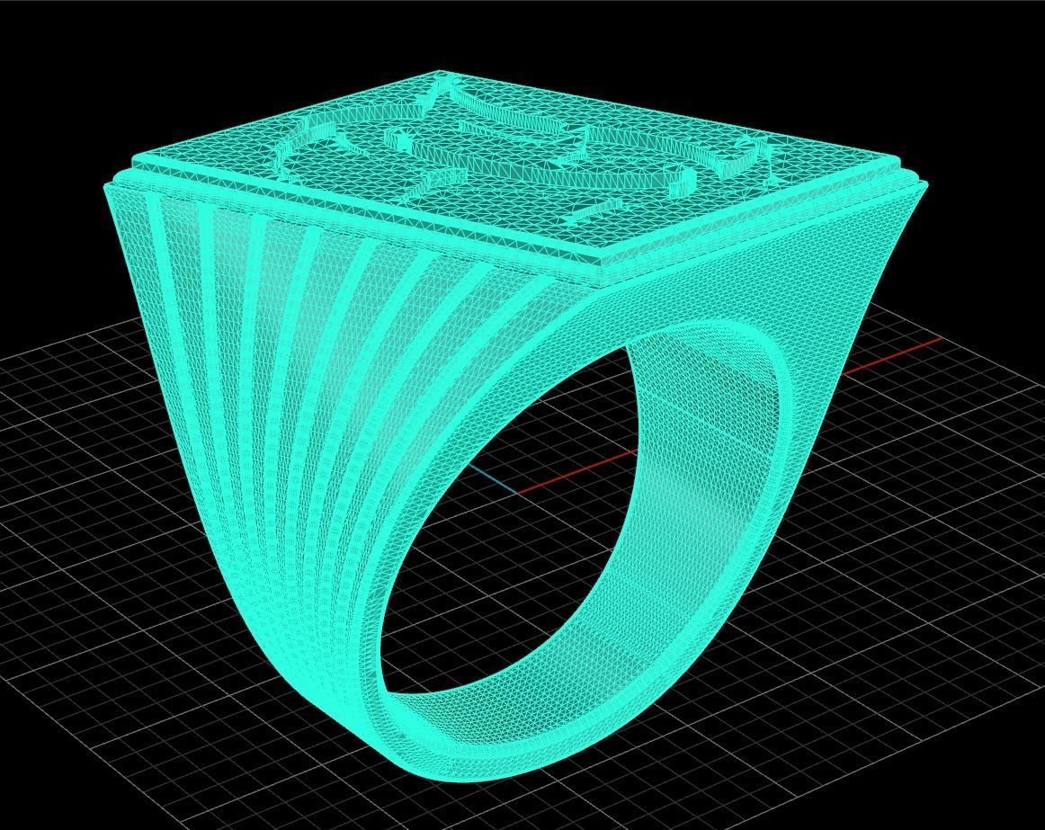 Signet ring with letter C 3D model 3D printable | CGTrader