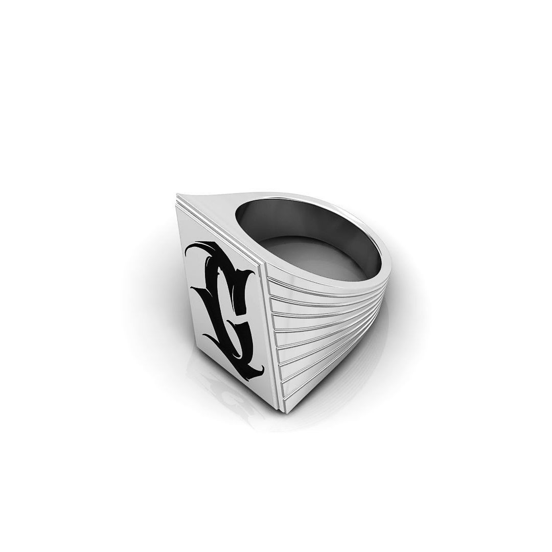 Signet ring with letter C 3D model 3D printable | CGTrader