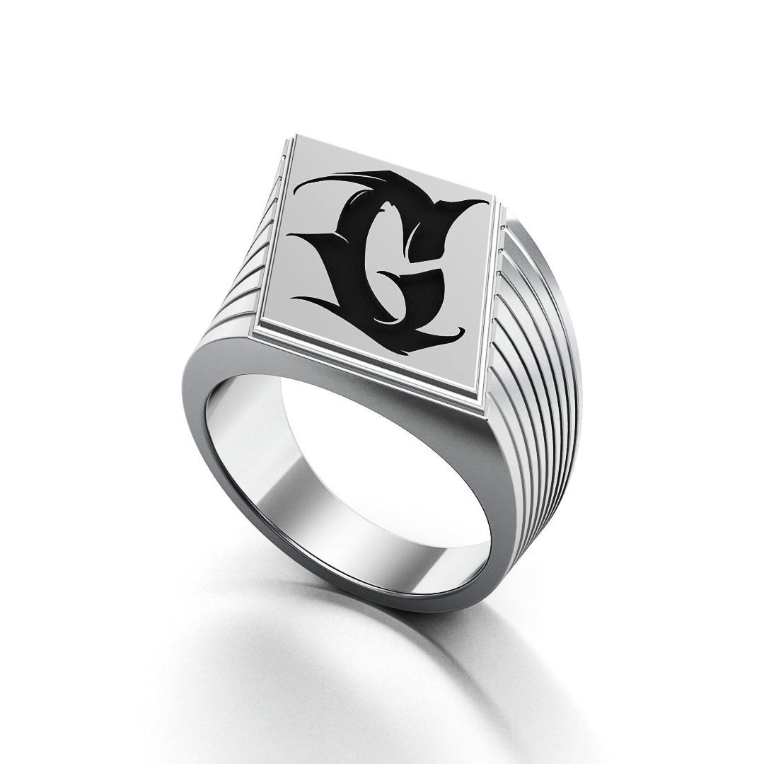 Signet ring with letter C 3D model 3D printable | CGTrader