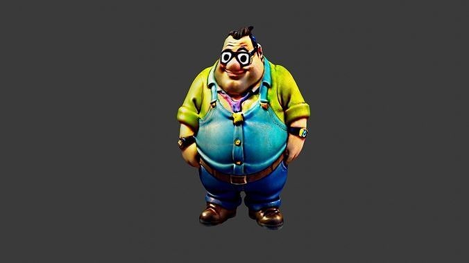 3D model Fat Cartoon Man VR / AR / low-poly | CGTrader
