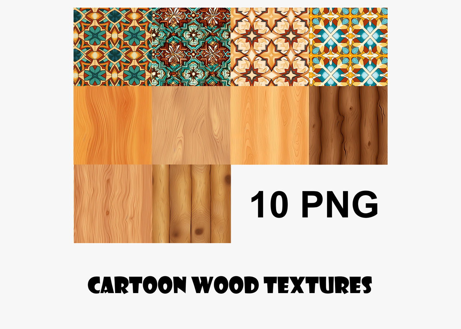 Cartoon Wood Textures Pack 05 - 10x PNG Texture | CGTrader