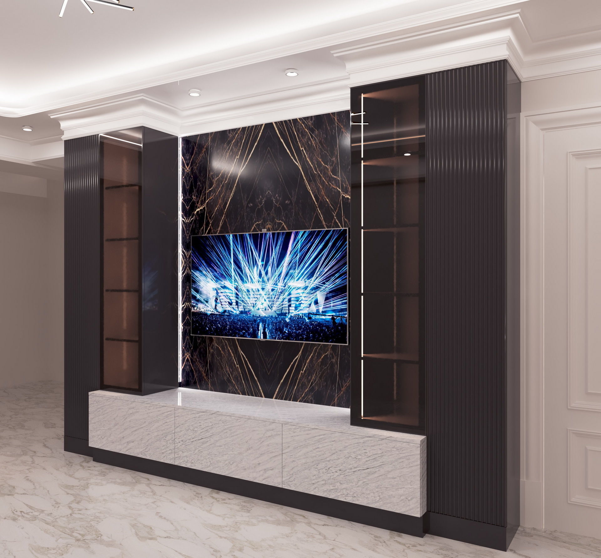 TV wall set 3D model | CGTrader