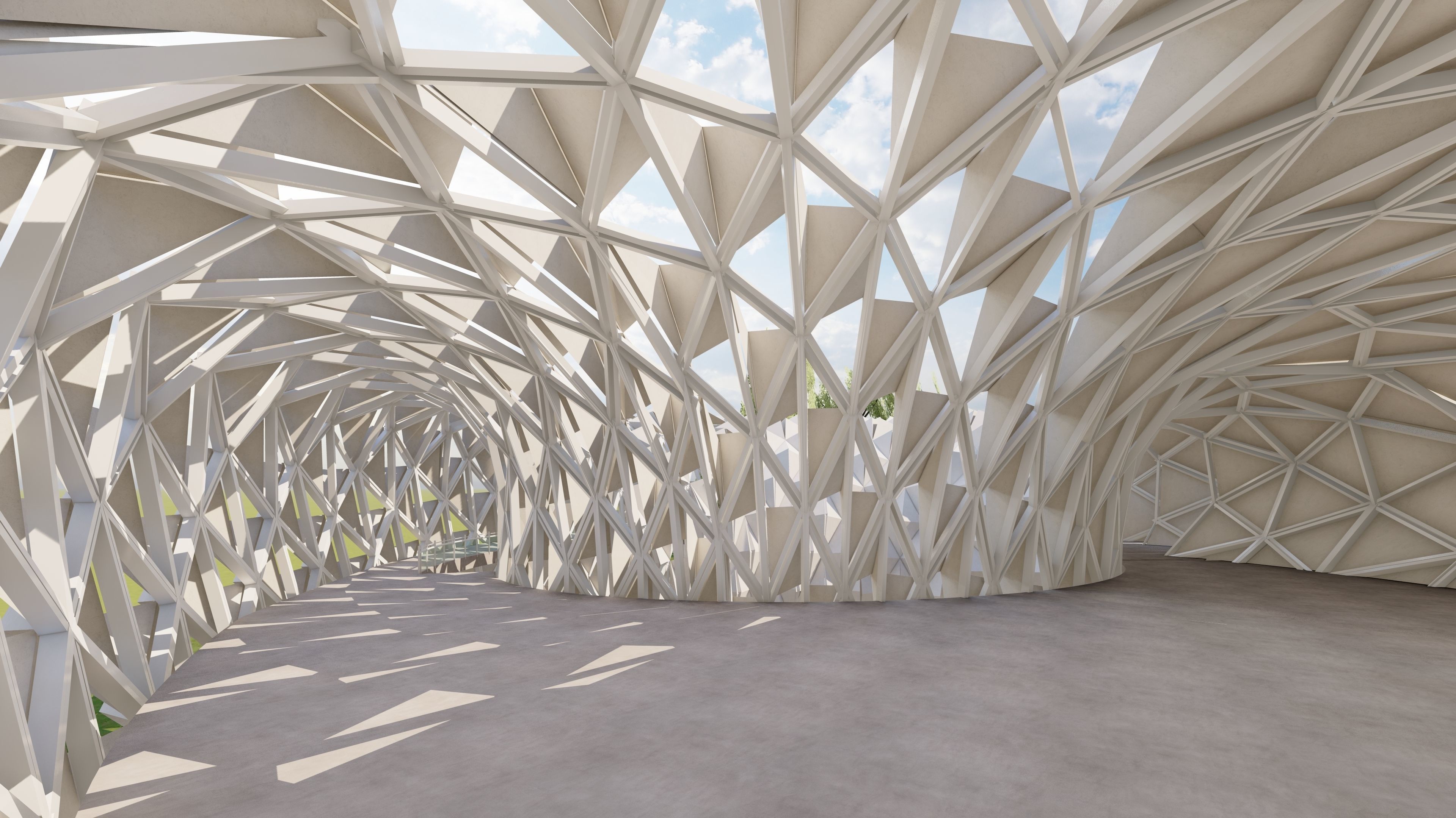 Modern temple with parametric cover 3D model | CGTrader