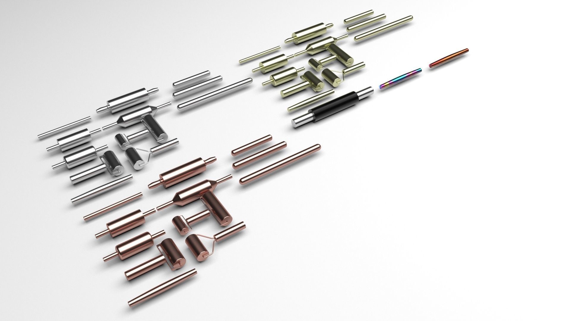 Metallic Rolling Pins Set 3D model | CGTrader
