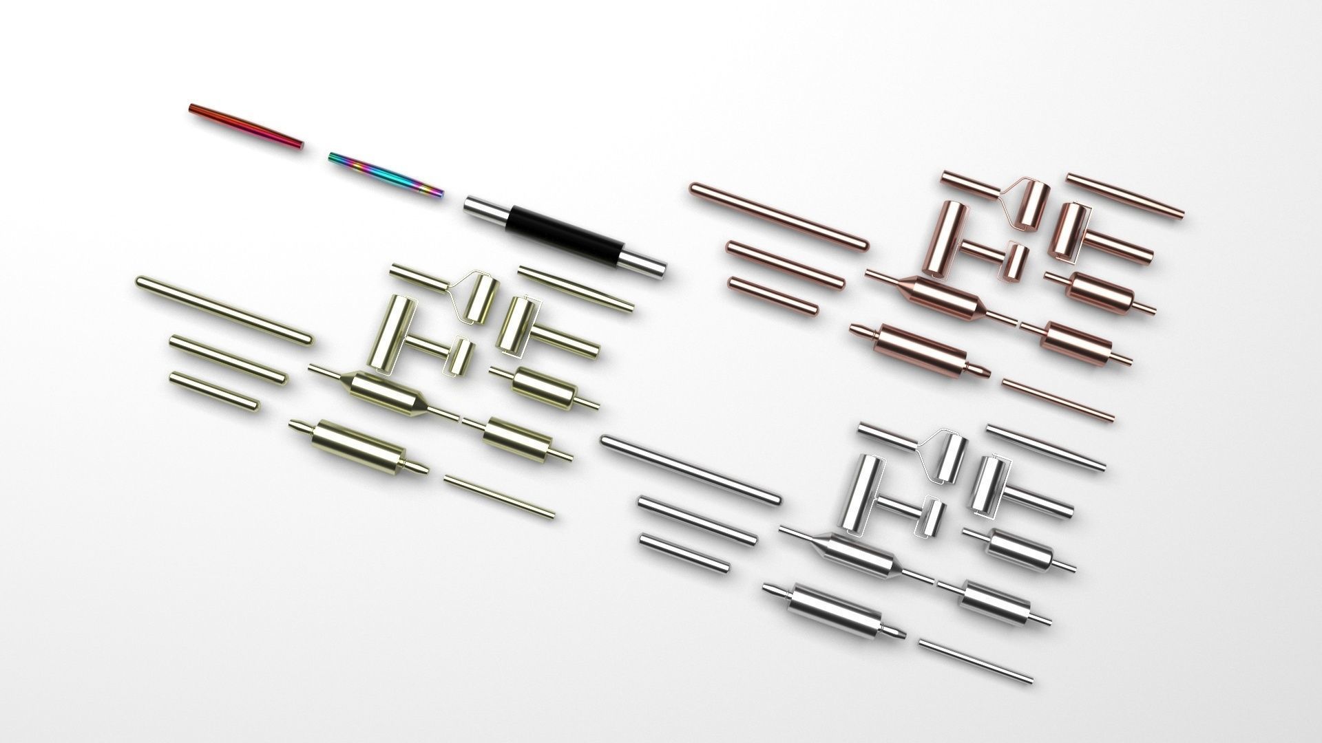 Metallic Rolling Pins Set 3D model | CGTrader