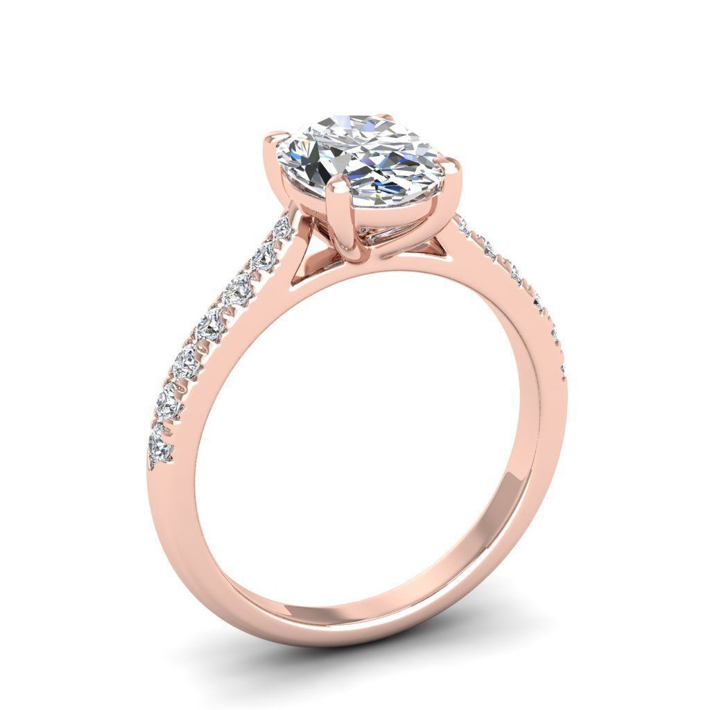 Engagement ring Emily oval 3D model 3D printable | CGTrader