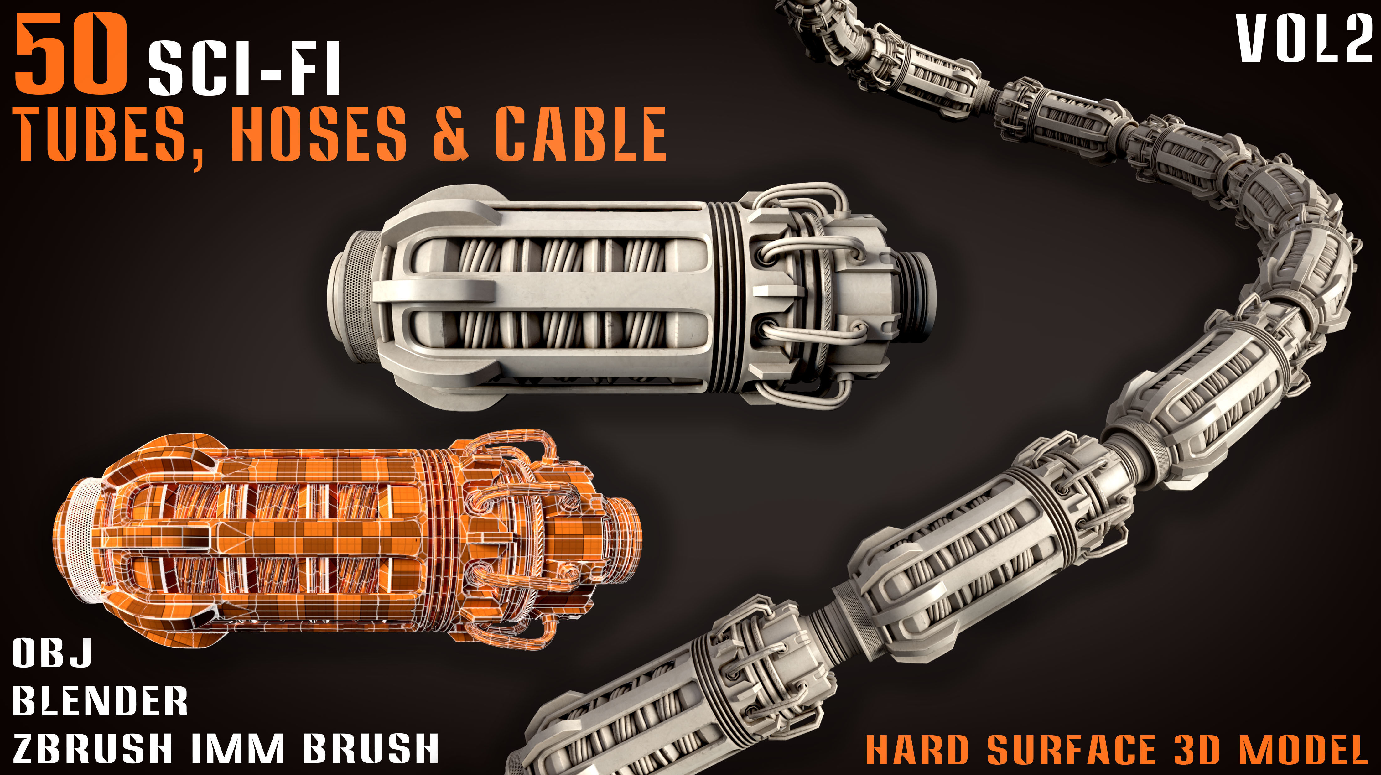 50 Sci-Fi Tubes- Hoses - Cables - vol2 3D model | CGTrader