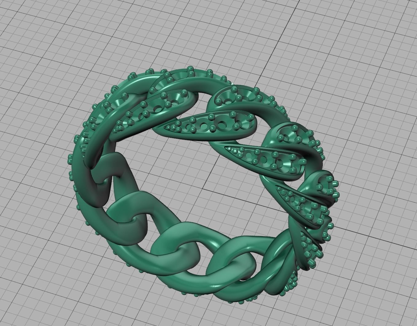Cuban Diamond Chain Links Ring 3Dmodel 8US size 3D model 3D printable ...