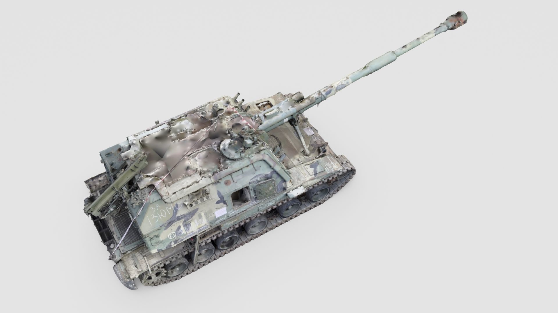 Destroyed 2S19 Msta 152 mm self-propelled howitzer M1990 3D model | CGTrader