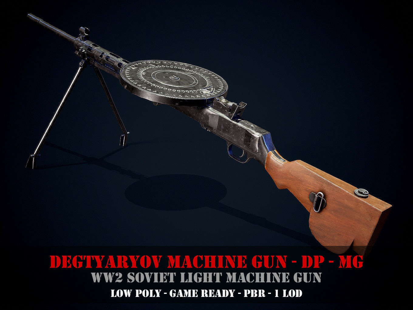 3D model Degtyaryov machine gun - DP - LMG - WW2 Soviet Light Machine ...