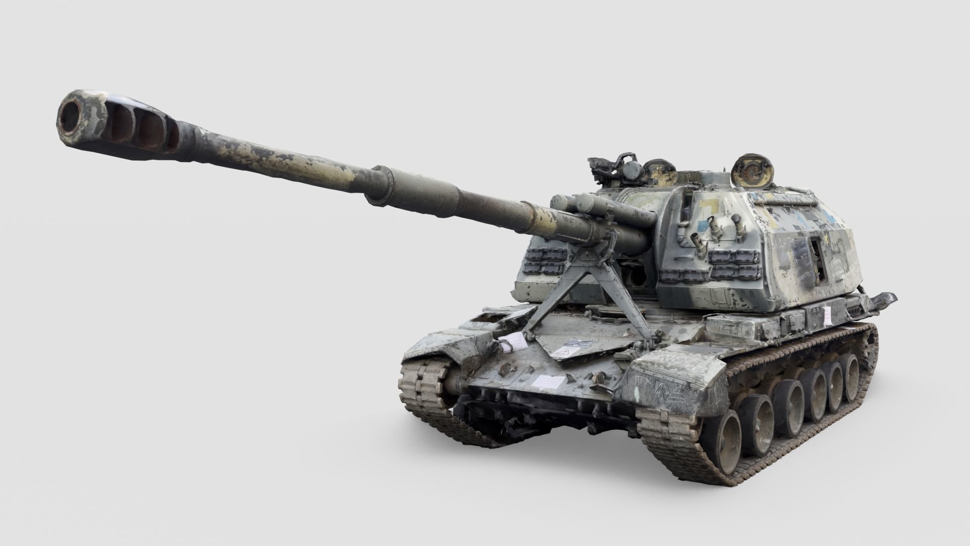 Destroyed 2S19 Msta 152 mm self-propelled howitzer M1990 3D model ...