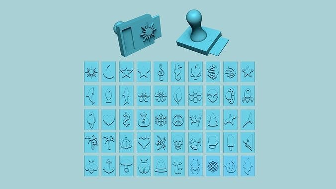 50 Changeable Stamps - Fondant Decoration Maker Toy 3D Model Collection ...