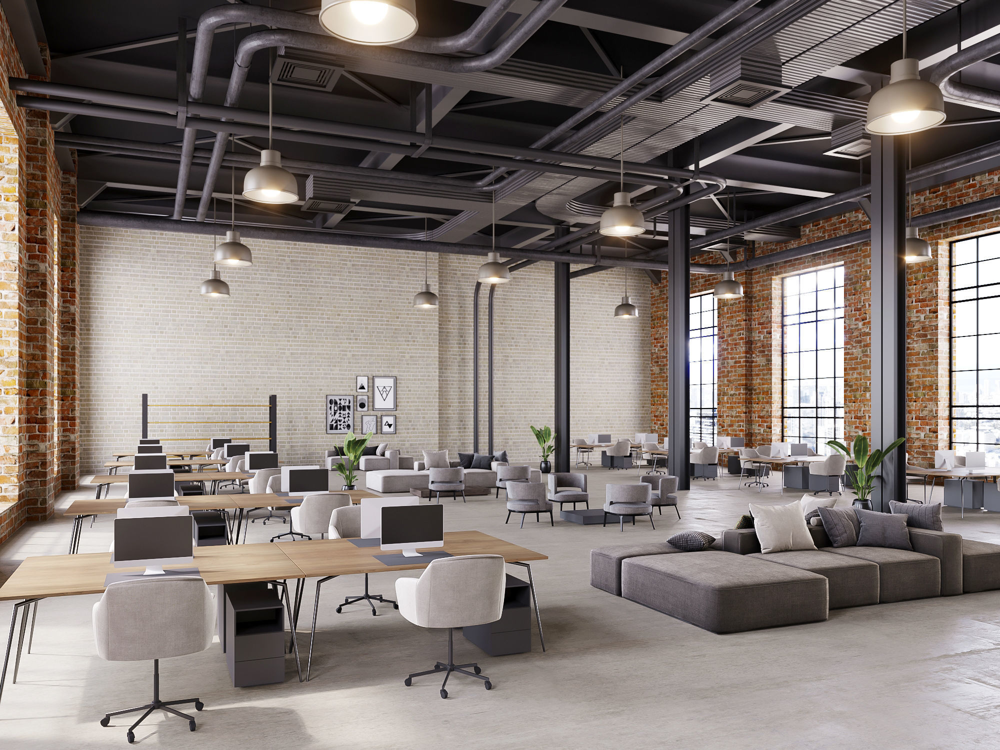 interior scene loft office 05 3D model | CGTrader
