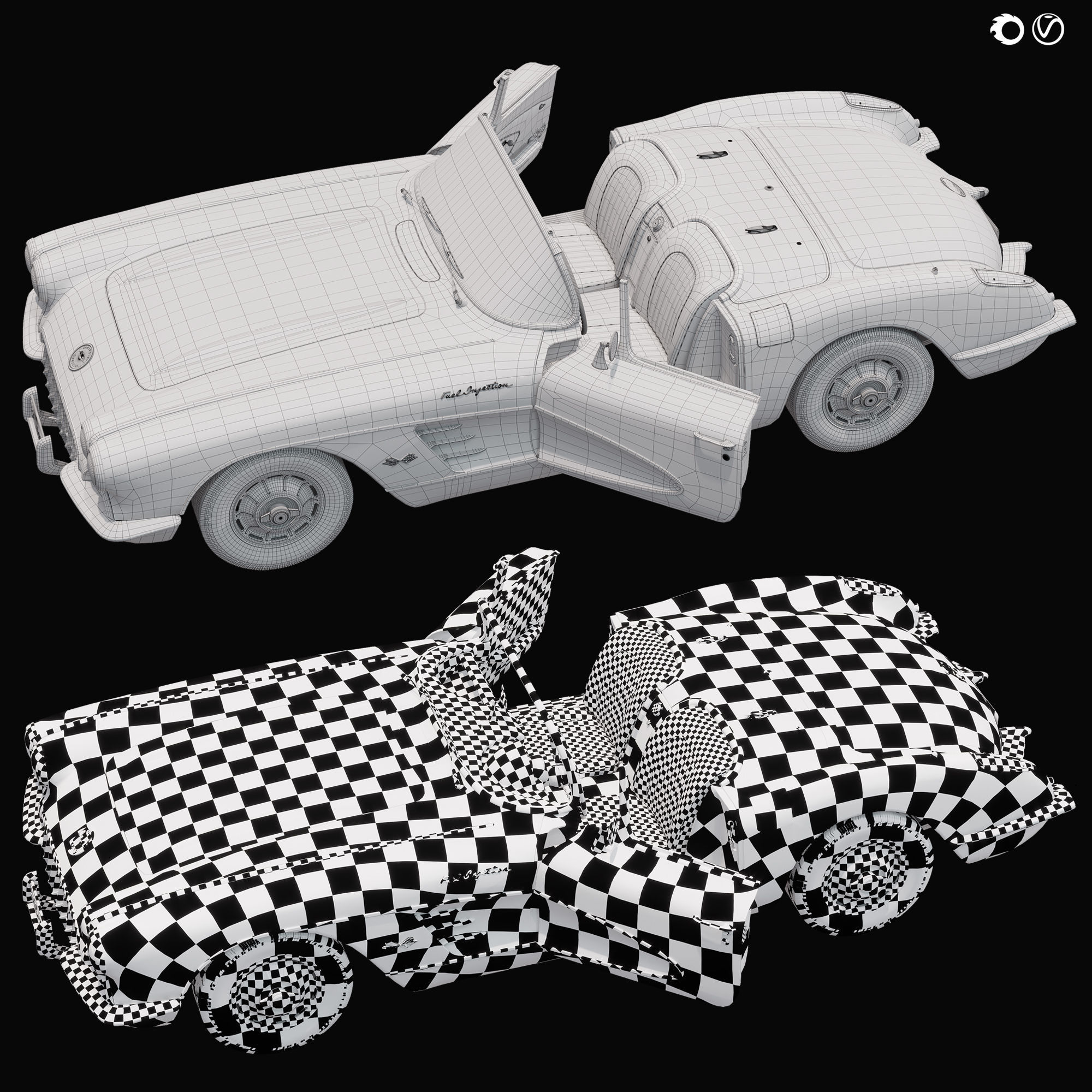 Chevrolet Corvette Coupe 1960 barbie 3D model rigged | CGTrader