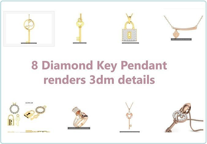 7 Diamond Key Pendant and 1 Ring renders 3dm 3D Model Collection 3D printable | CGTrader