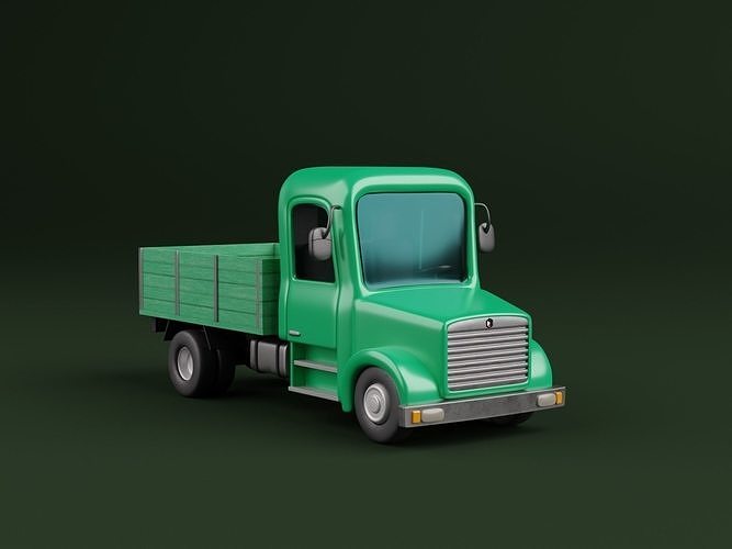 Cartoon Stylized Rigged Open Back Truck 3D model rigged | CGTrader
