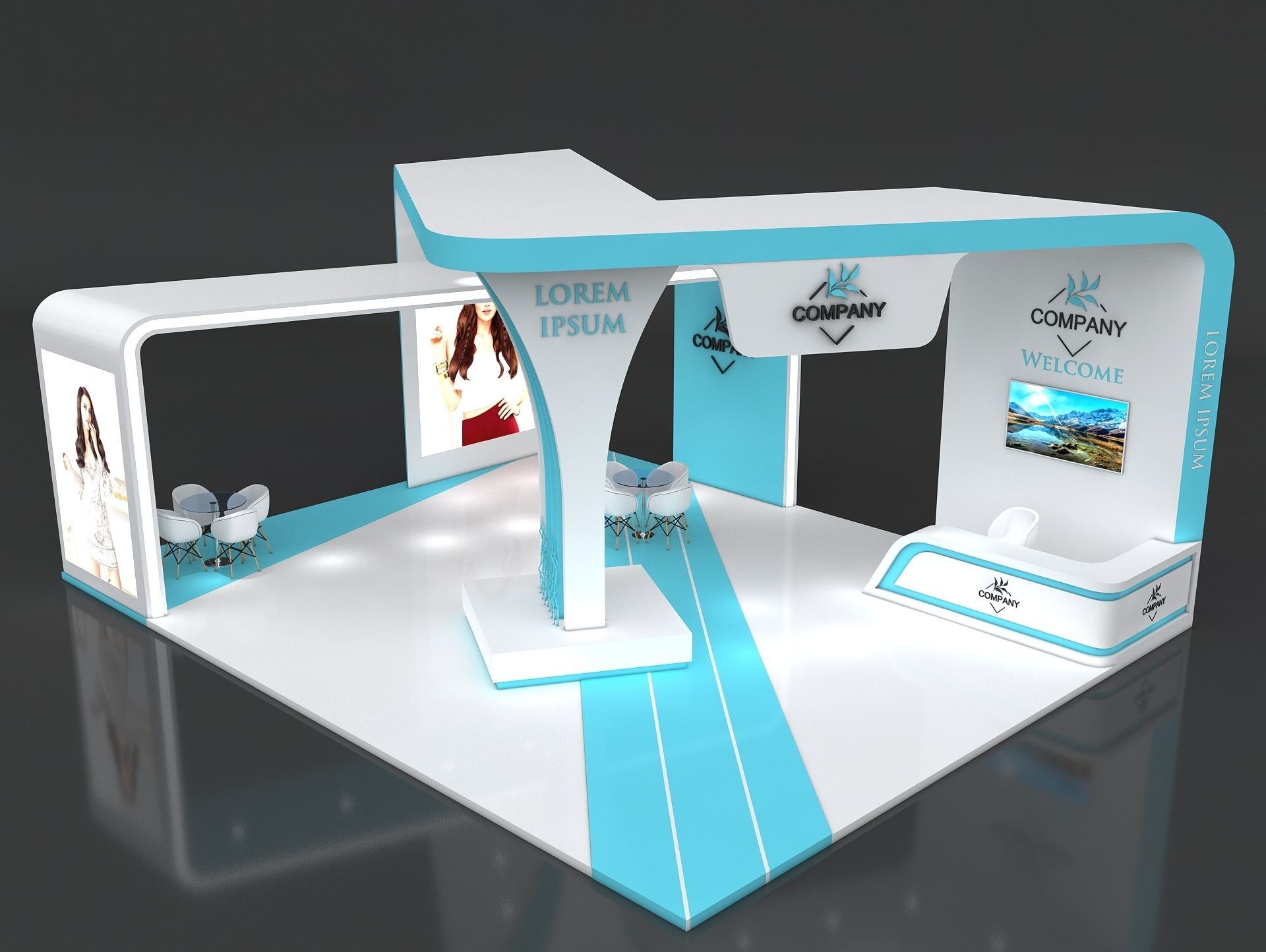 Exhibition Booth Stand Stall 10x8m Height 450 cm 4Side Open 3D model ...