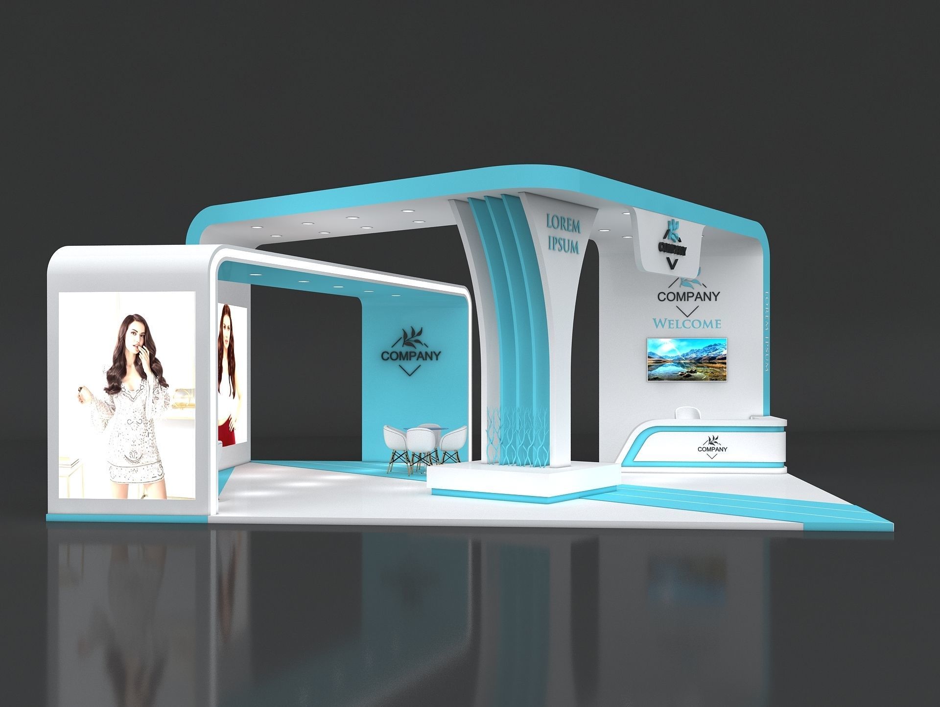 Exhibition Booth Stand Stall 10x8m Height 450 cm 4Side Open 3D model ...