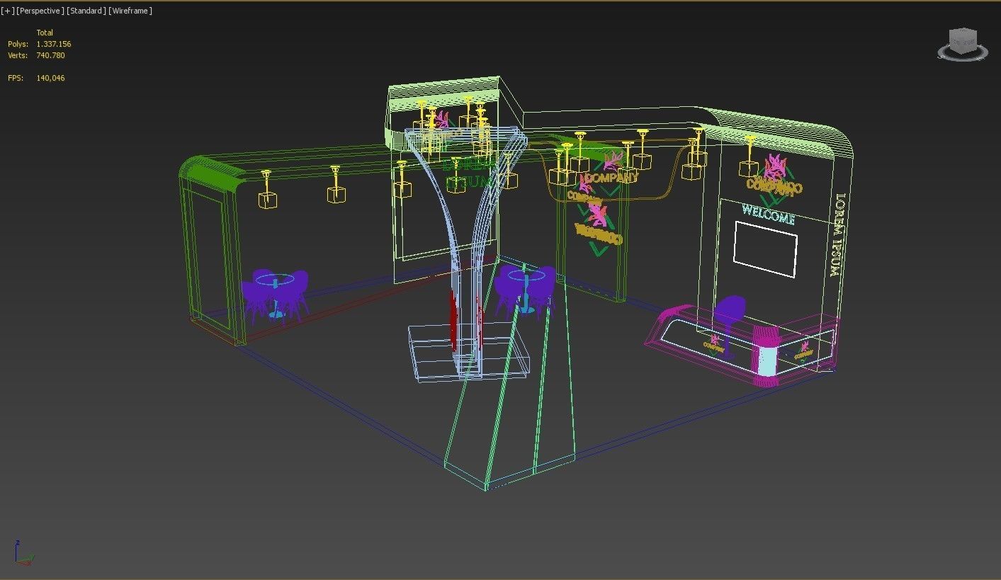 Exhibition Booth Stand Stall 10x8m Height 450 cm 4Side Open 3D model ...