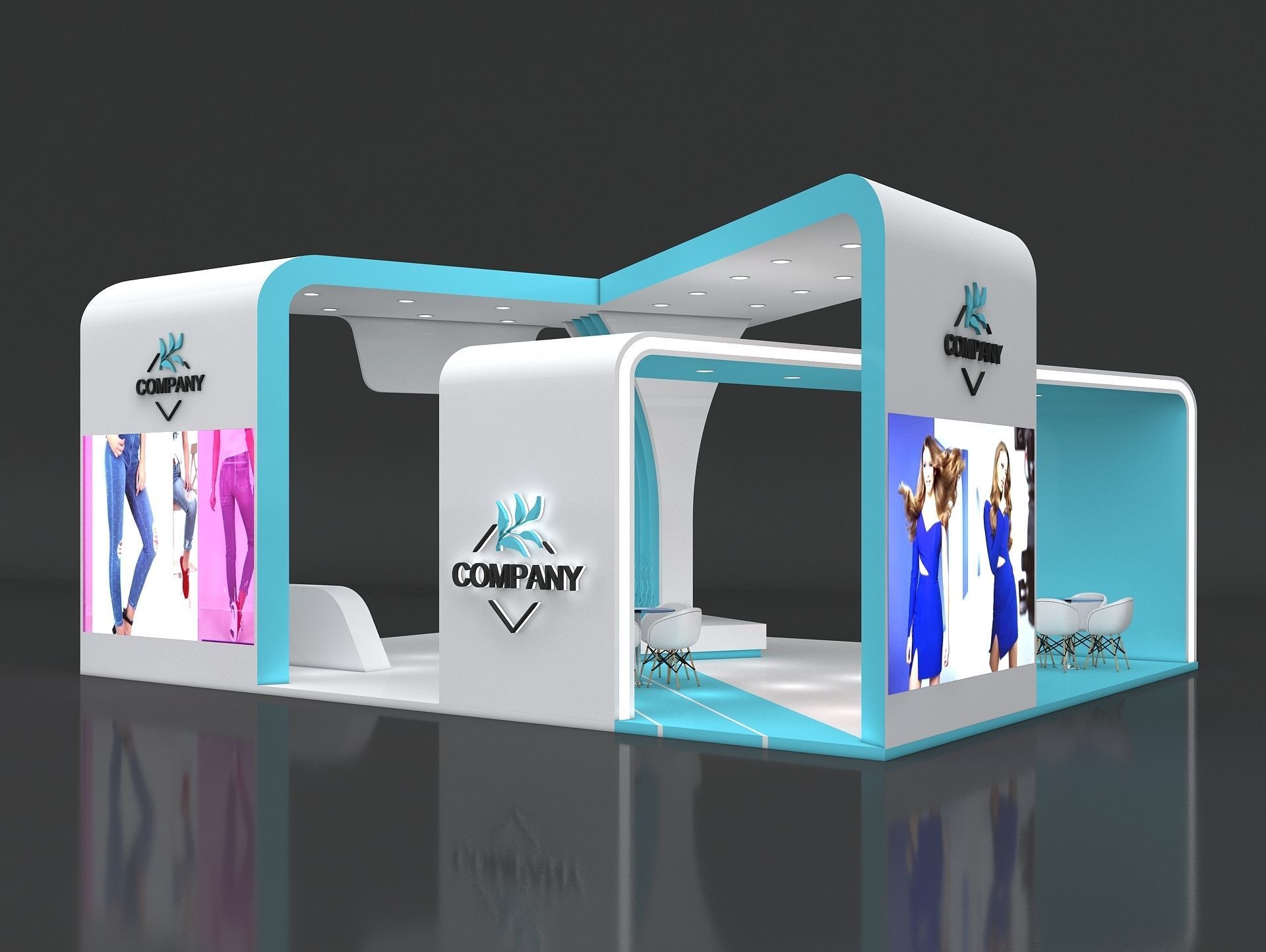 Exhibition Booth Stand Stall 10x8m Height 450 cm 4Side Open 3D model ...