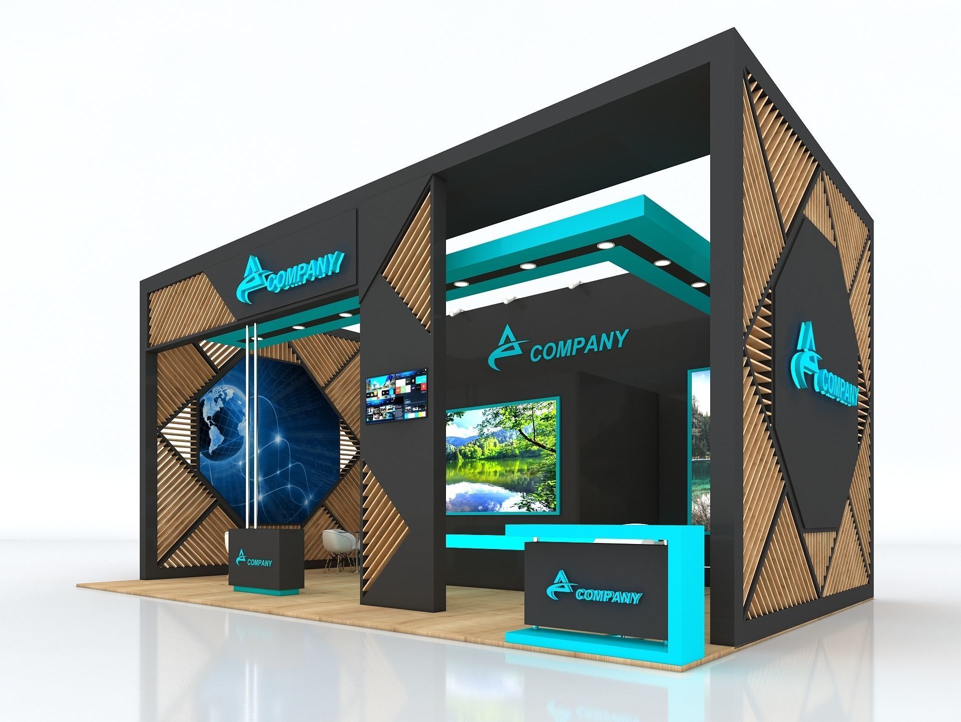 Exhibition Stand Booth Stall 10x6m Height 500cm 3 Side Open 3D model ...