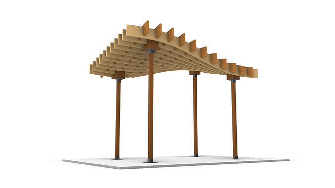 Wavy Parametric Pergola 01 3D model | CGTrader