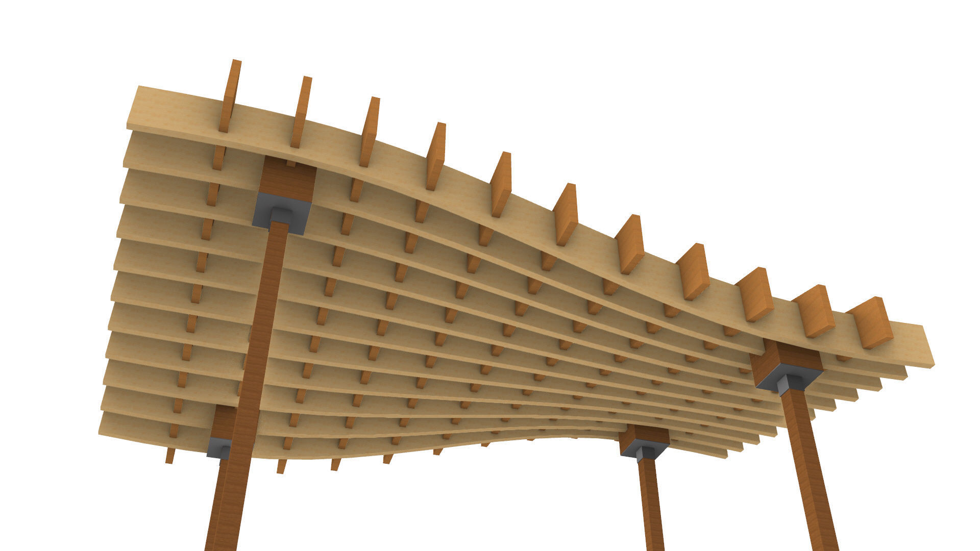 Wavy Parametric Pergola 01 3D model | CGTrader