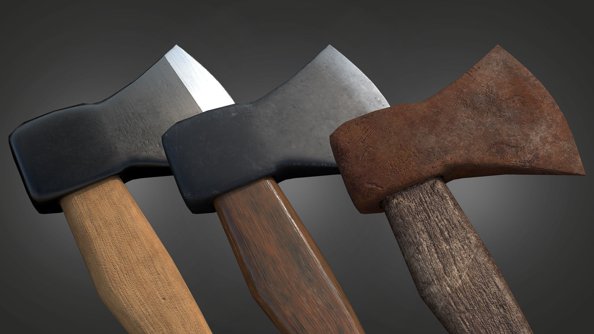 3D model Game Ready Lumberjack Axe with 3 Different Textures VR / AR ...