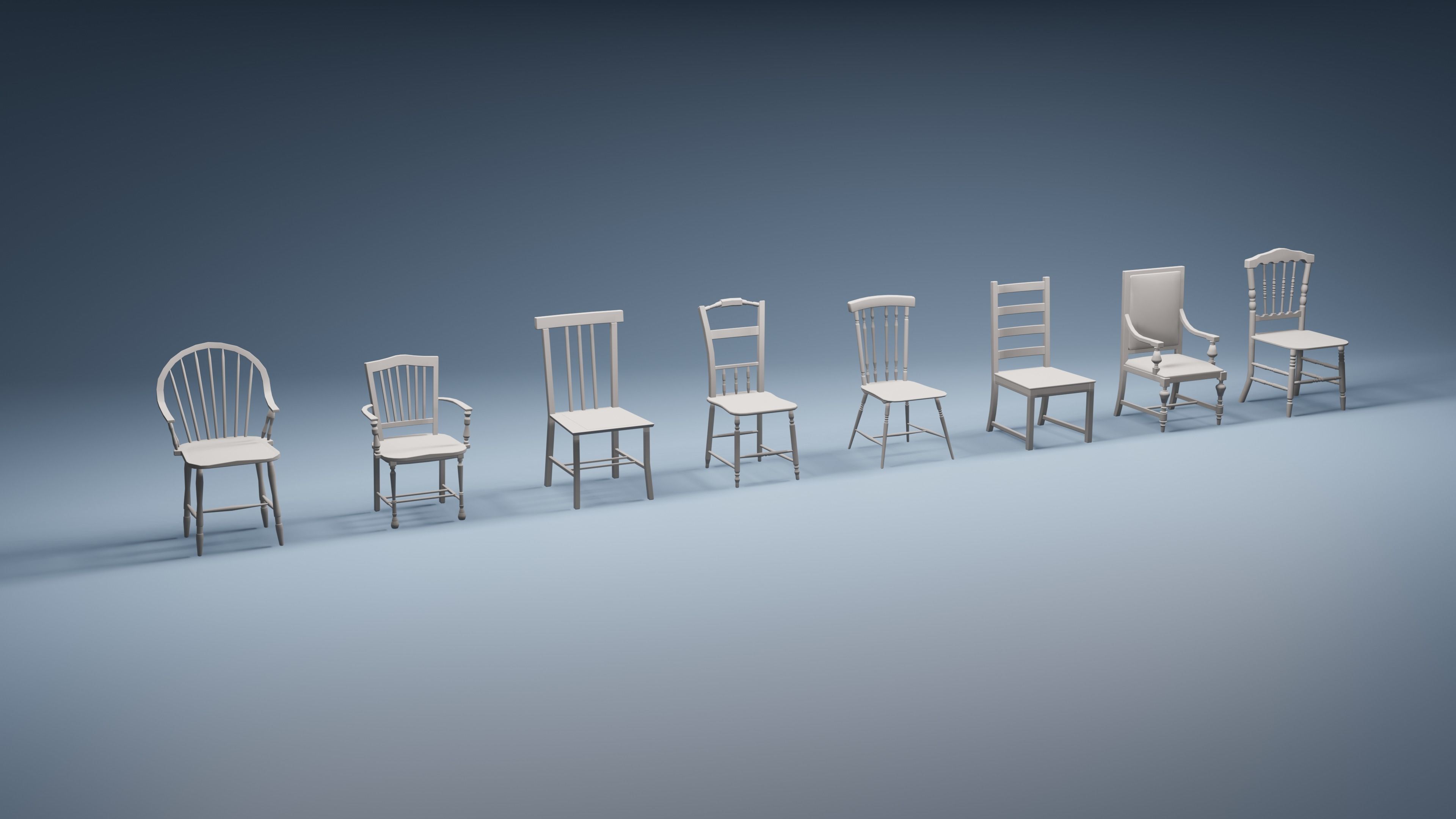 3D model Chairs pack - mid-poly VR / AR / low-poly | CGTrader