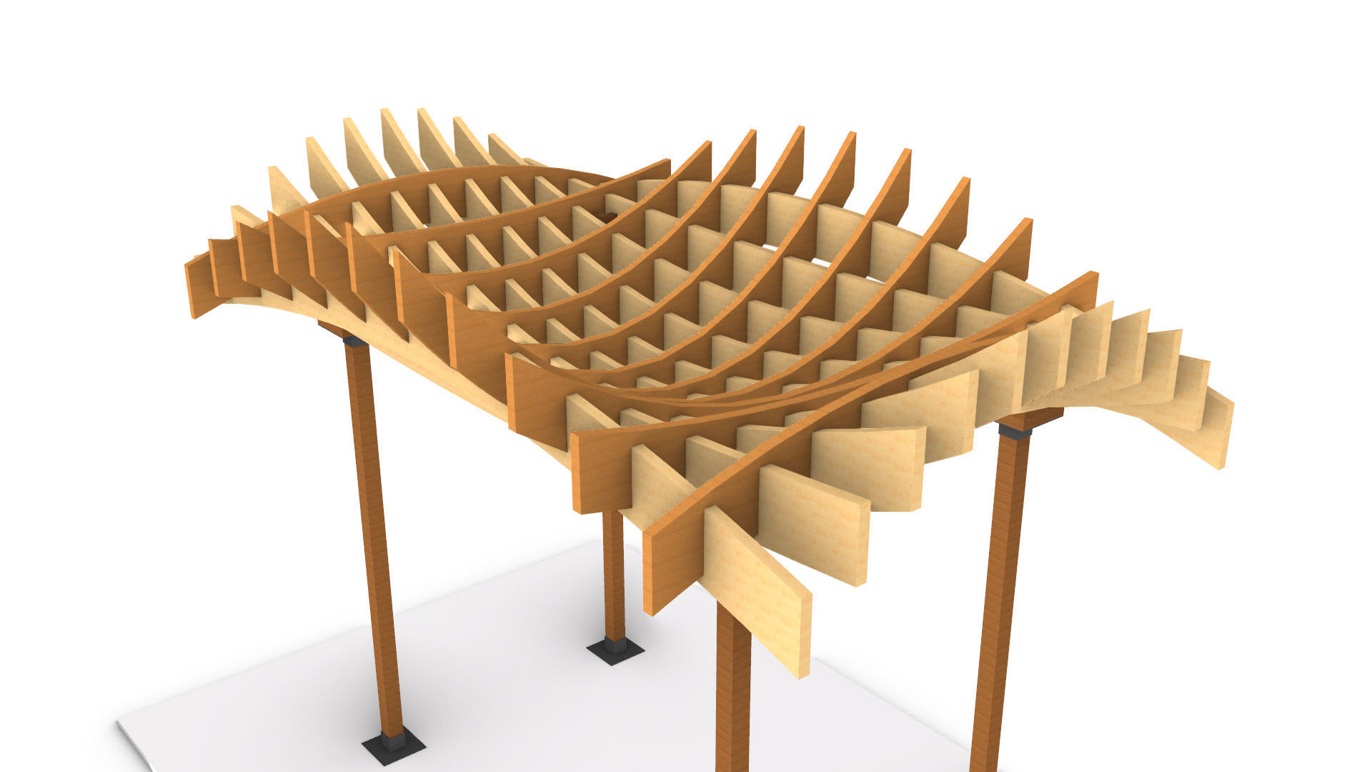 Wavy Parametric Pergola 02 3D model | CGTrader