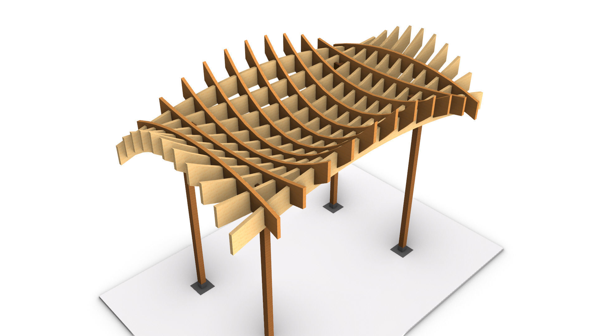 Wavy Parametric Pergola 02 3D model | CGTrader