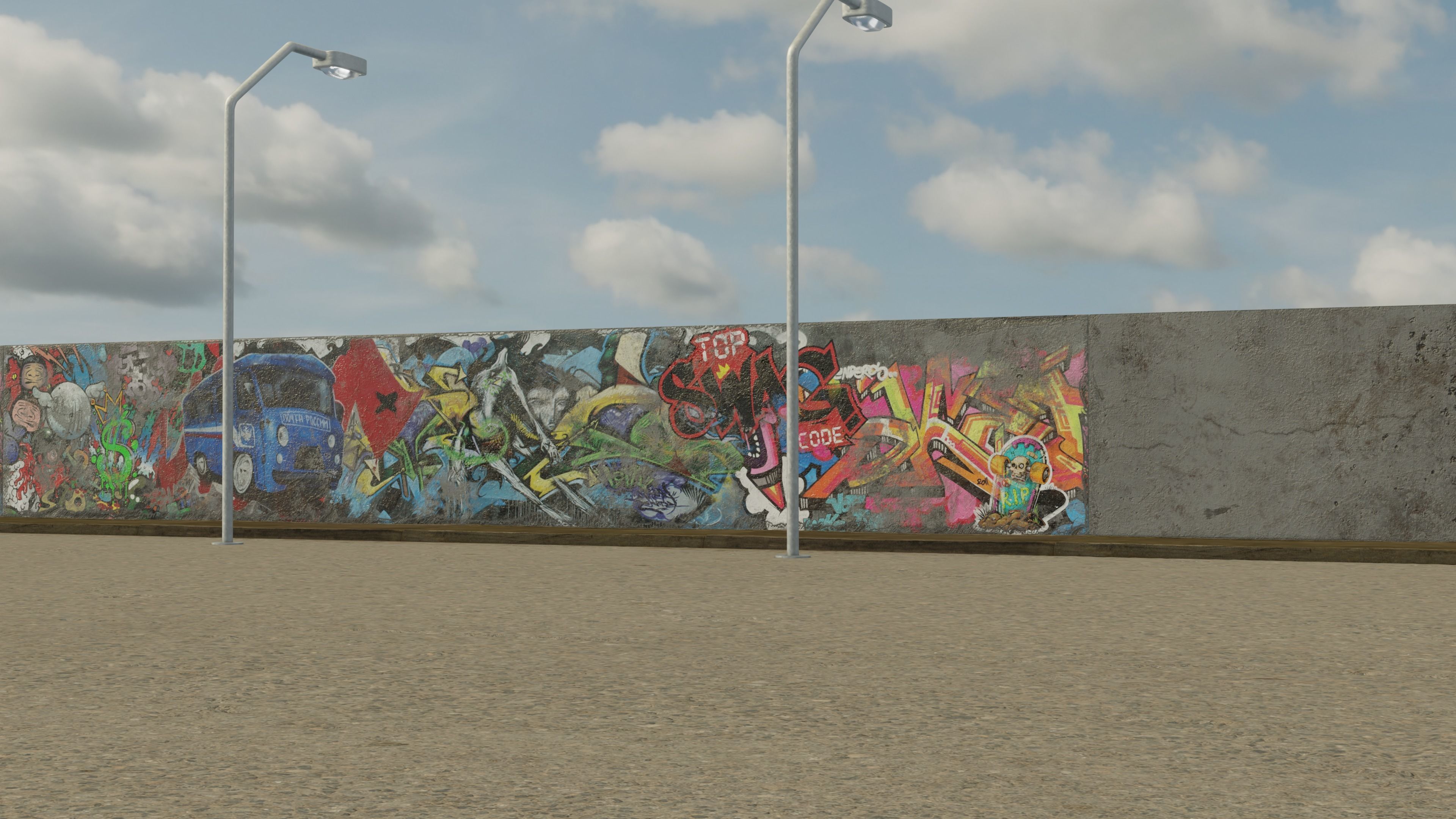 3D model country with graffiti VR / AR / low-poly | CGTrader