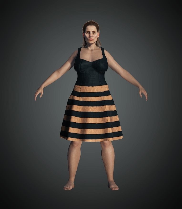 3D model Realistic Older-Elderly Fat Woman-Female-Human Rigged VR / AR ...