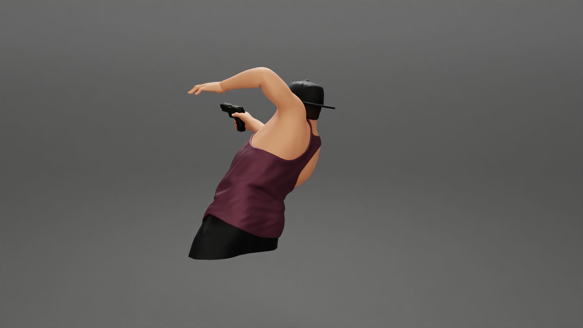 Gangster in cap shooting gun leaning out the window of the car 3D model ...