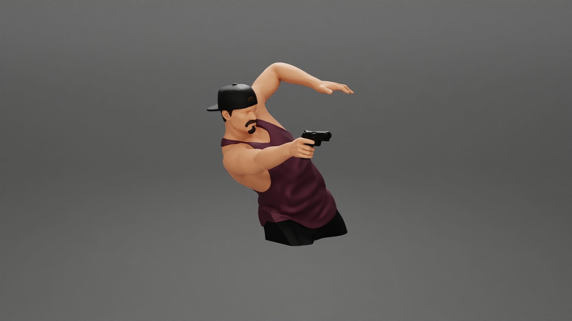 Gangster in cap shooting gun leaning out the window of the car 3D model ...