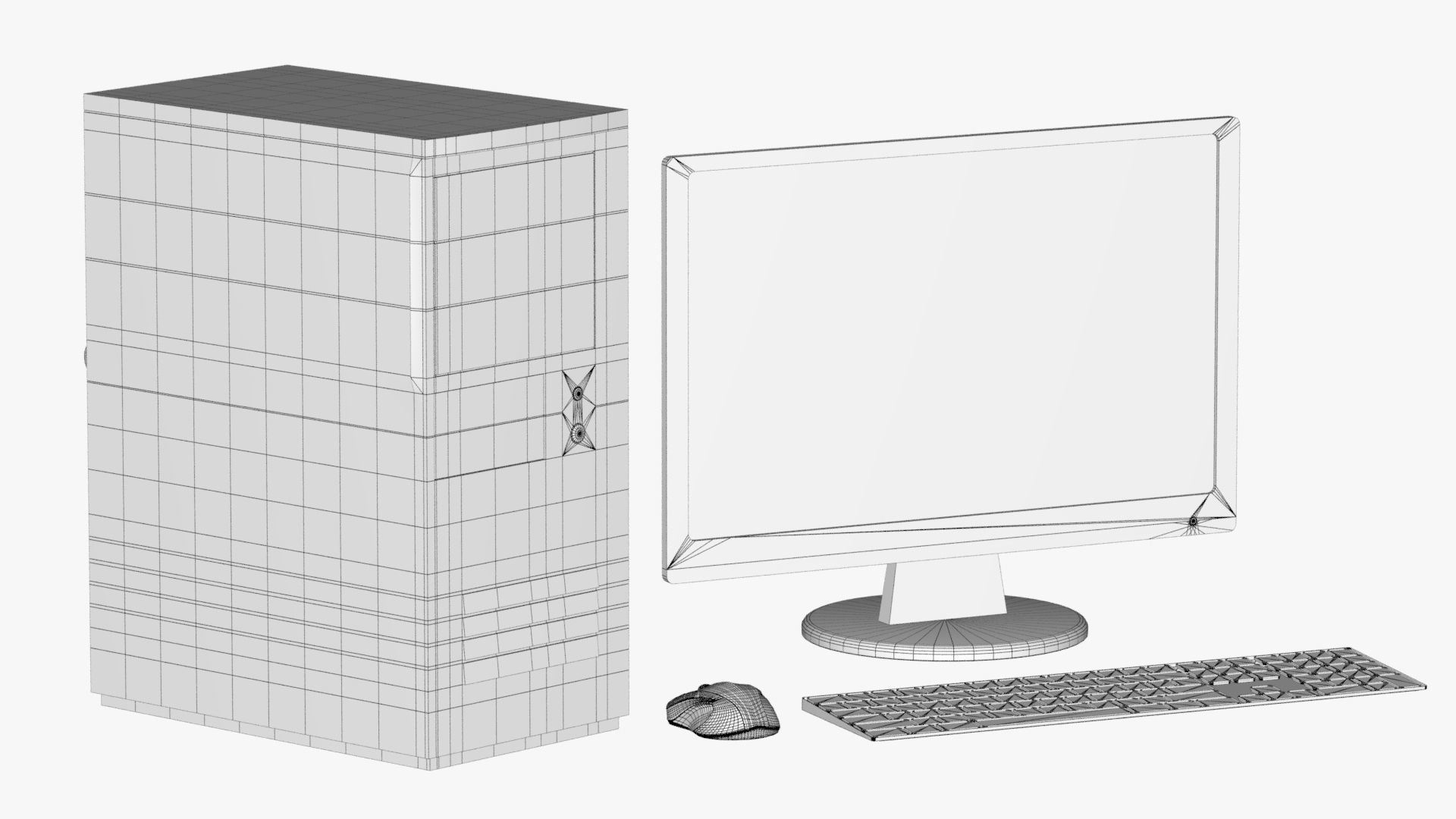 3D model Old Dusty and Rusty desktop computer and monitor VR / AR / low ...