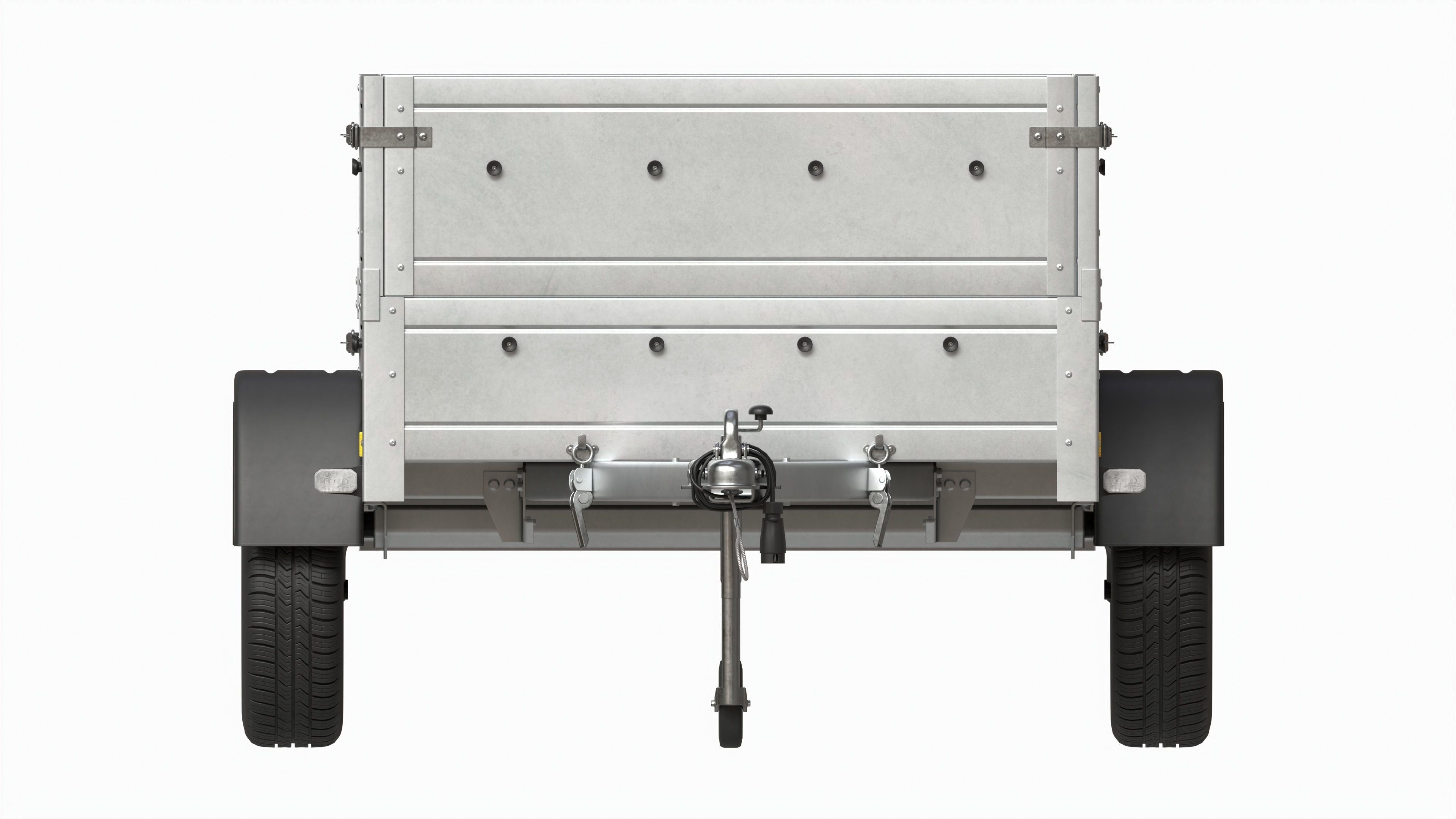 Single axle car trailer with extra walls jockey wheel 3D model | CGTrader